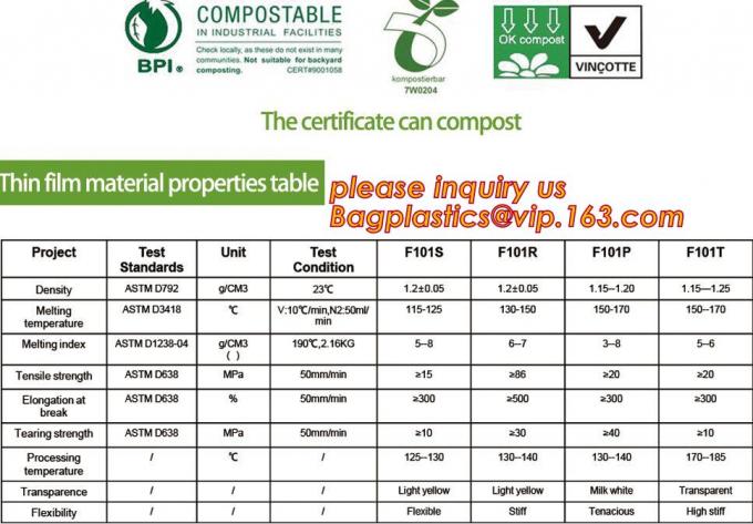 EN13432 BPI OK compost home ASTM D6400 certificates cheap compostable ...