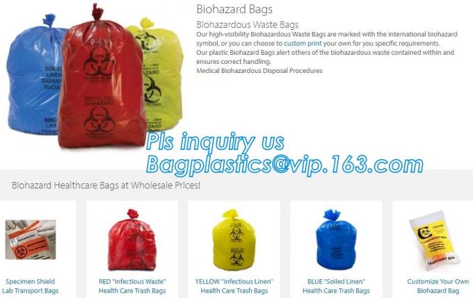 Disposable plastic biohazard bags infectious linen waste bags, Yellow ...