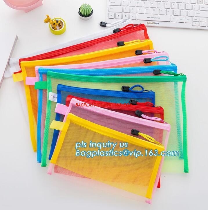stationery within mesh PVC waterproof zipper document bag/ pvc folder ...