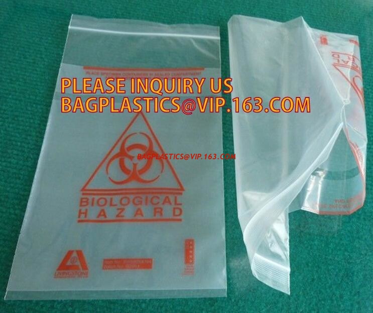 Biohazard Specimen Bag ZIP LOCK, Certificated Zip Lock Reclosable Lab ...