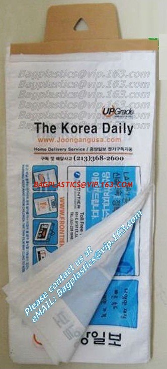 Disposable clear newspaper bags with cardboard header printed thin ...