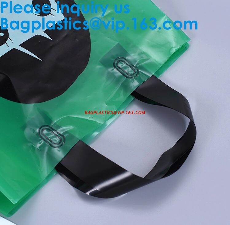 100% Biodegradable And Compostable Soft Loop Handle Plastic Bag For Clothing,Handle Block Bottom ...
