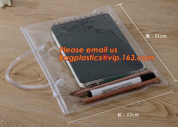 Simple clear Plastic PVC A4 file bag with zipper, pvc k file bag ...