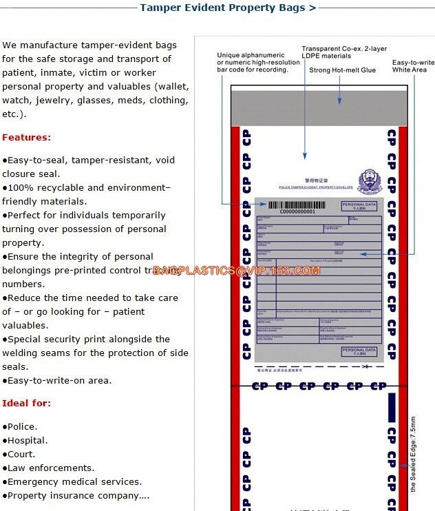 Plastic Money/Evidence Security Envelopes Cash Deposit Seal Bags, Bank ...