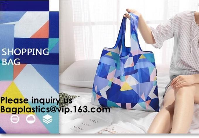 Printing Logo Polyester Handled Foldable Tote Bag With Snap Closure ...
