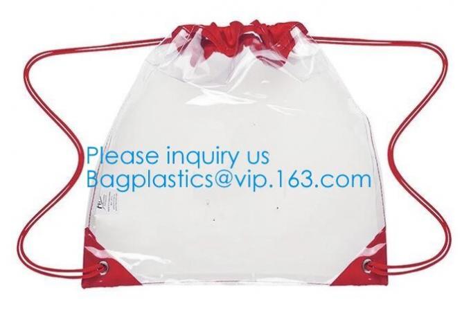 Transparent PVC Drawstring Bag With Colorful Rope,Clear PVC drawstring ...