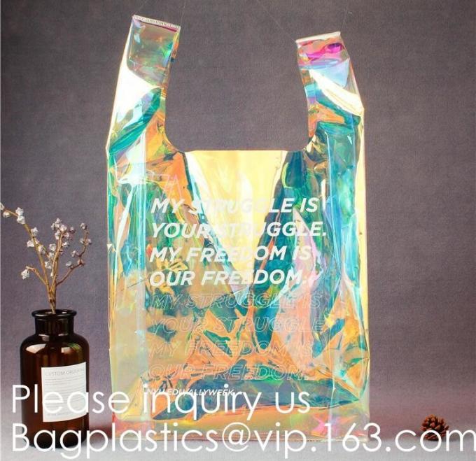Custom Clear Transparent Holographic PVC Shopping Bag Holographic Tote ...
